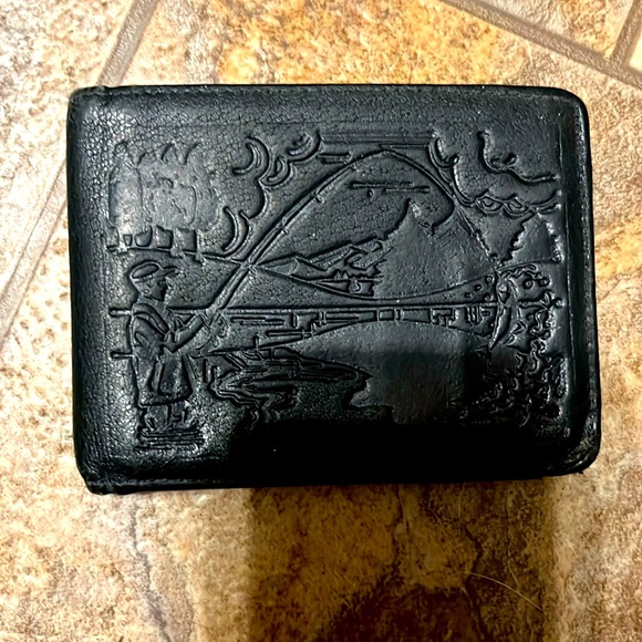 John Weitz | Bags | John Weitz Vintage Fishing Scene Top Grain Genuine ...